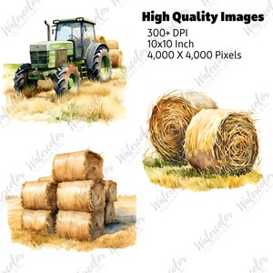 Hay Bale PNG Watercolor Bundle | Vintage Farm PNG | Rustic Farm Art ...