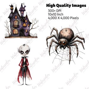 Whimsical Halloween PNG Watercolor Bundle | Quirky Halloween Clipart ...