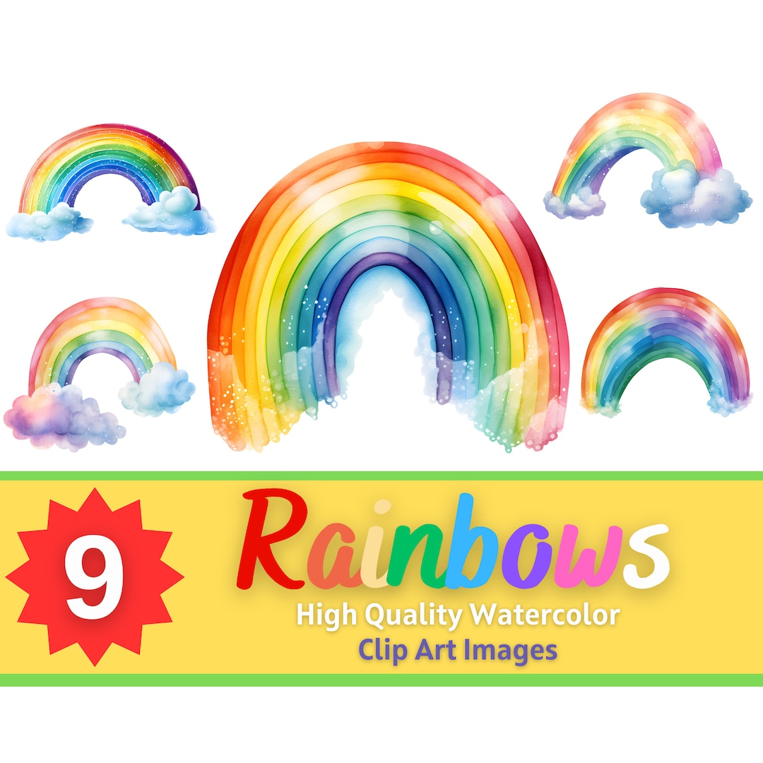 Watercolor Rainbow Clipart Bundle | Rainbow PNG | Baby Shower Clipart ...
