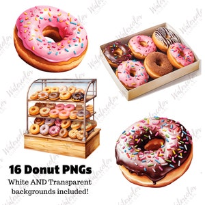 Donut Clipart Watercolor Bundle | Dessert Clipart | Donut Party Decor ...