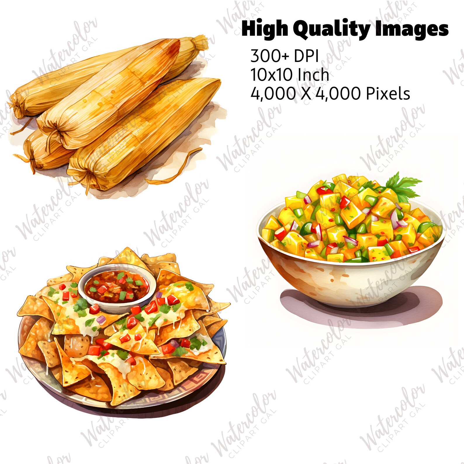 Mexican Food Clipart | Watercolor Food Clipart | Taco Clipart | Mexican ...