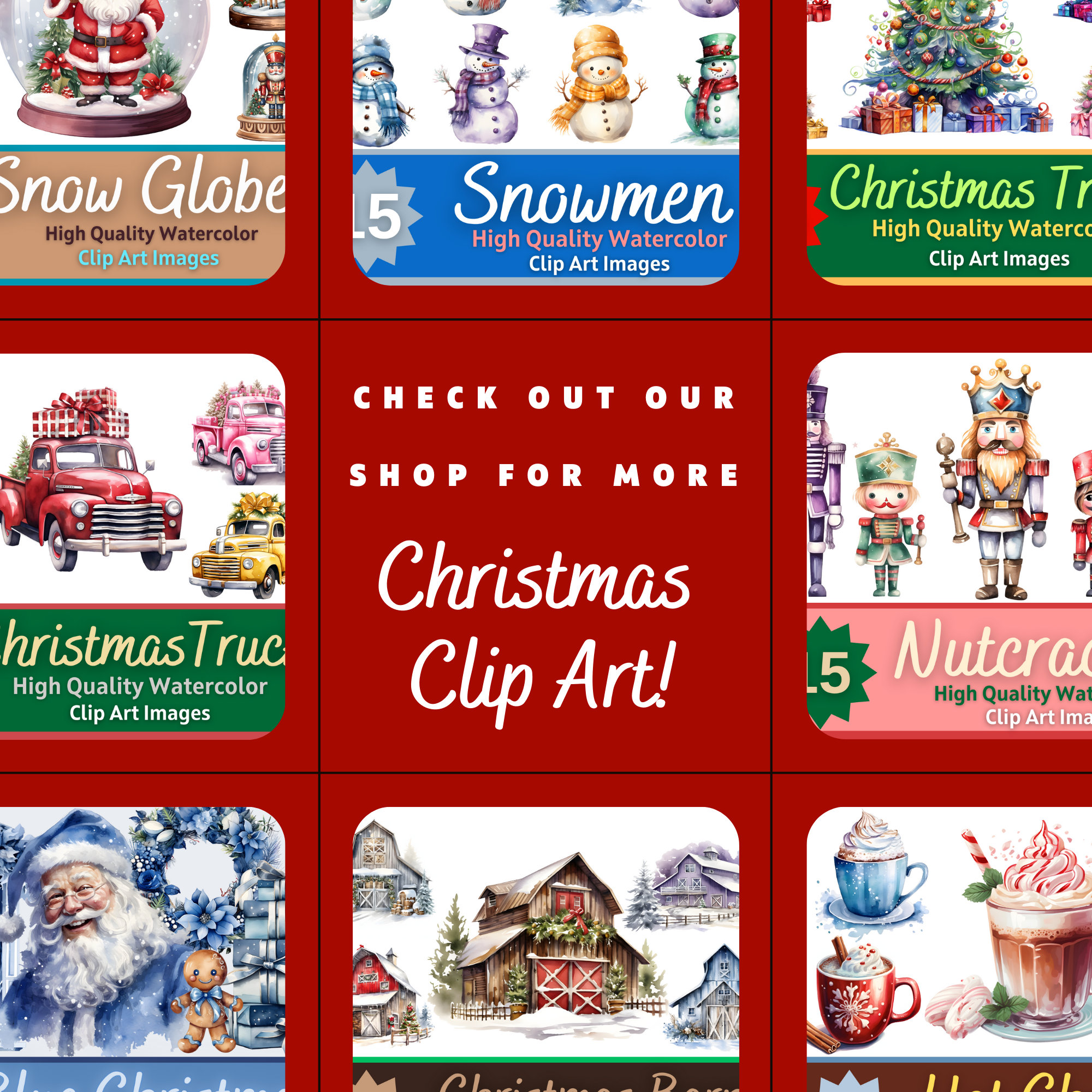 Santa Claus Clipart PNG Watercolor Bundle Christmas Junk Journal ...