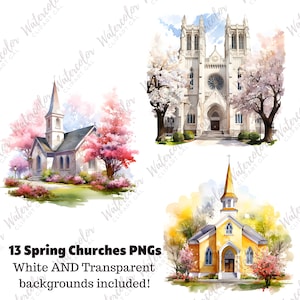 Spring Church Clipart PNG Watercolor Bundle | Christian Clipart ...