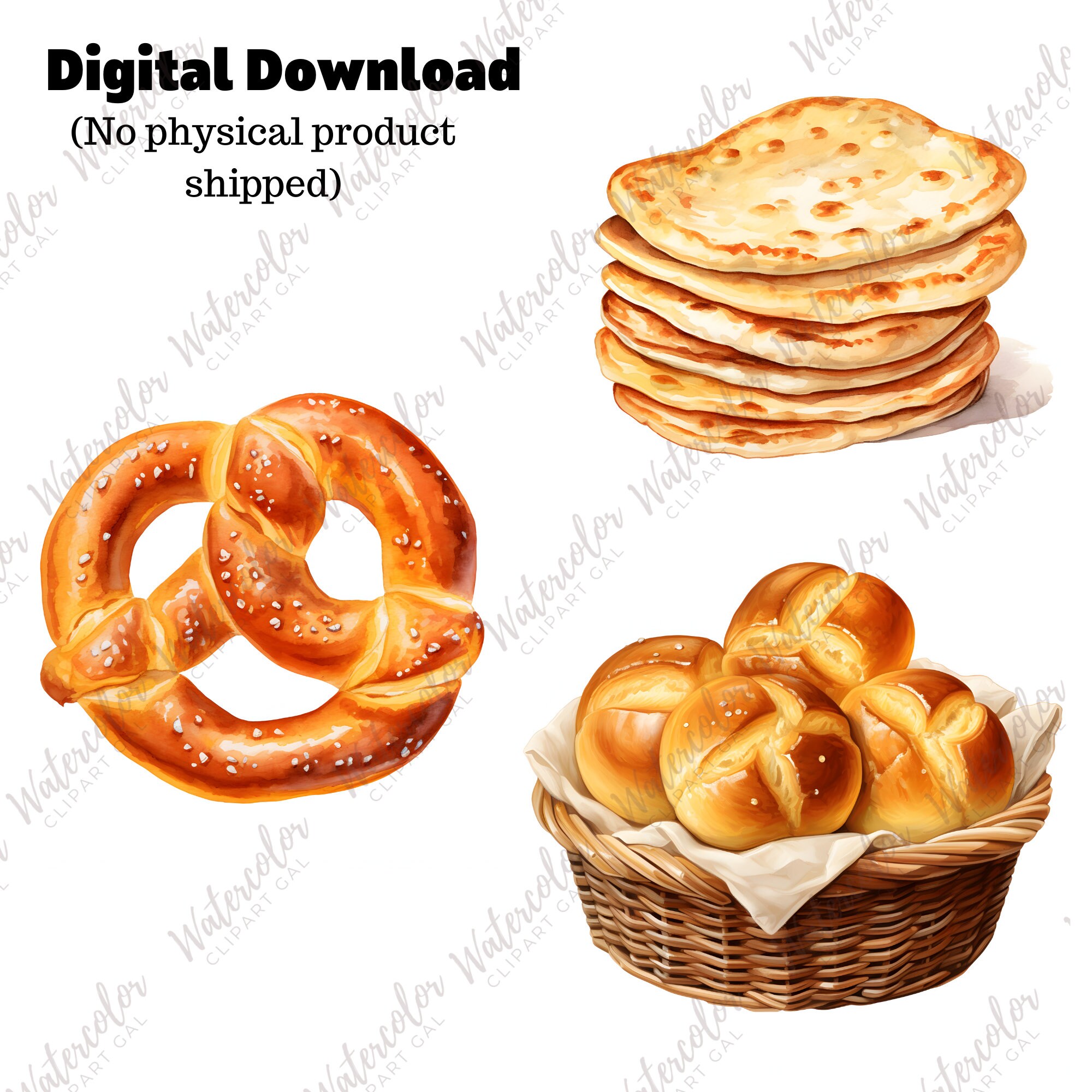 Bread Clipart Watercolor Bundle Food Clipart Bread PNG Bread Basket ...