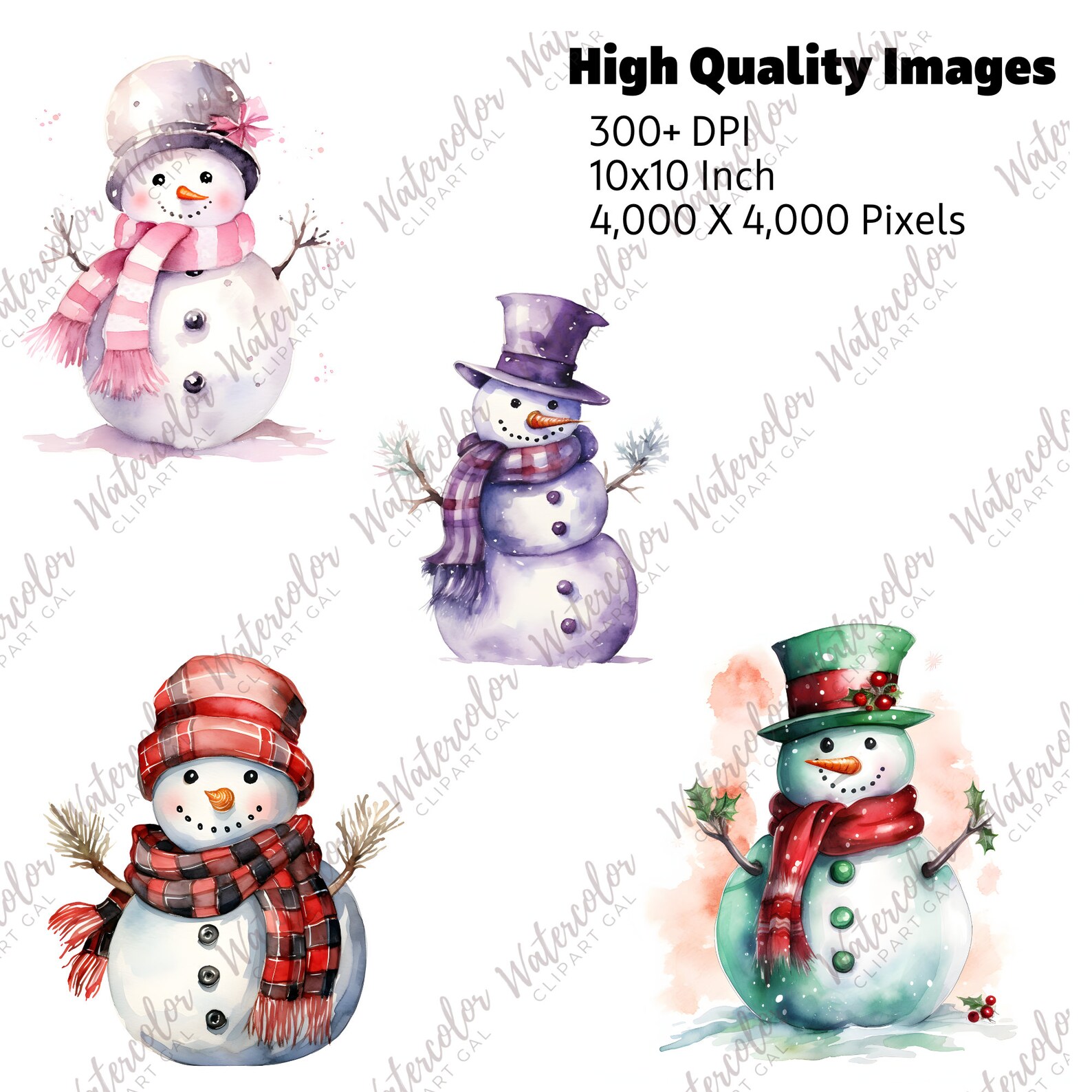 Christmas Snowman PNG Watercolor Bundle | Winter Snowman Junk Journal ...