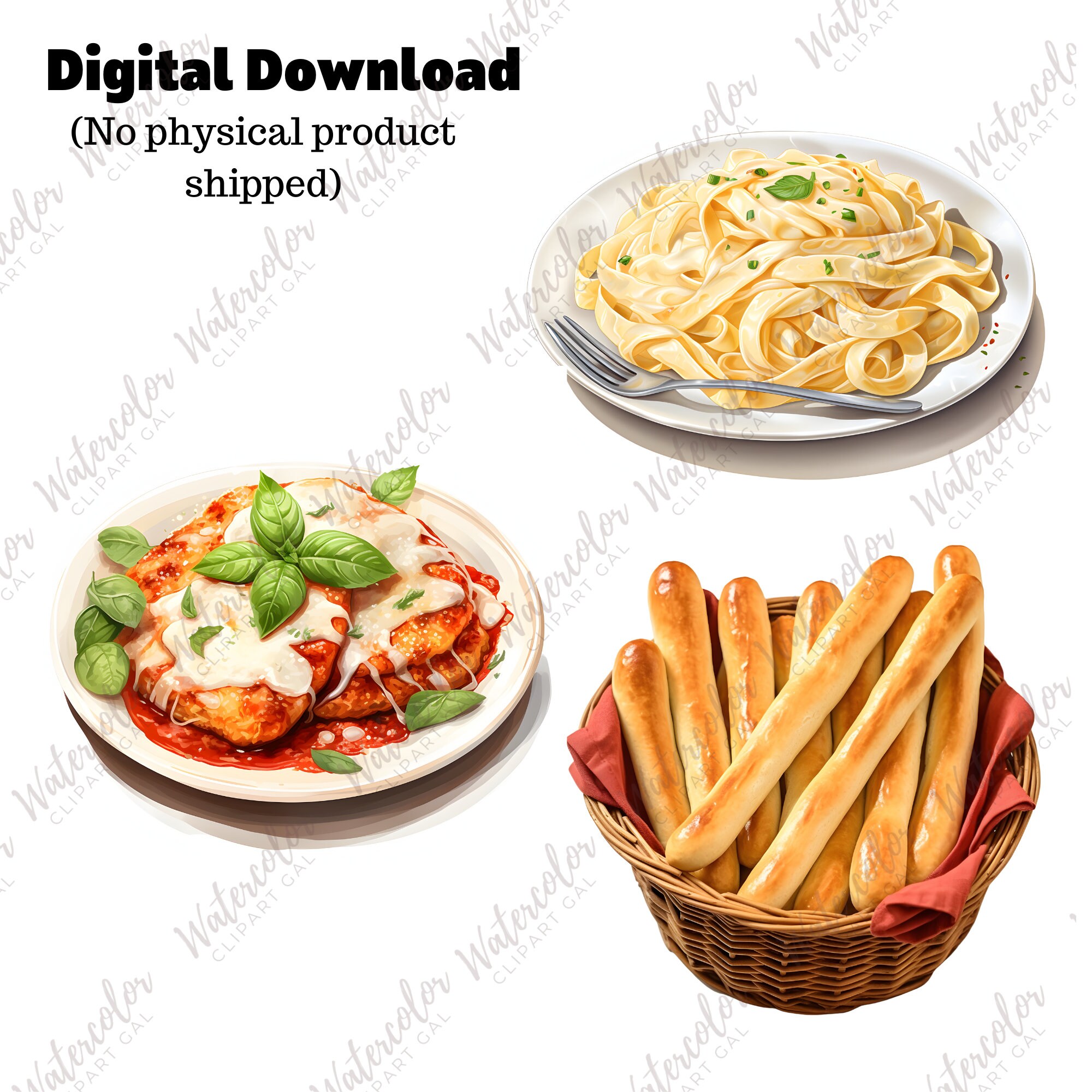 Italian Pasta Clipart Watercolor Bundle Italian Food PNG - Etsy