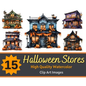 Halloween Shop PNG Watercolor Bundle | Halloween Cottagecore Clipart ...