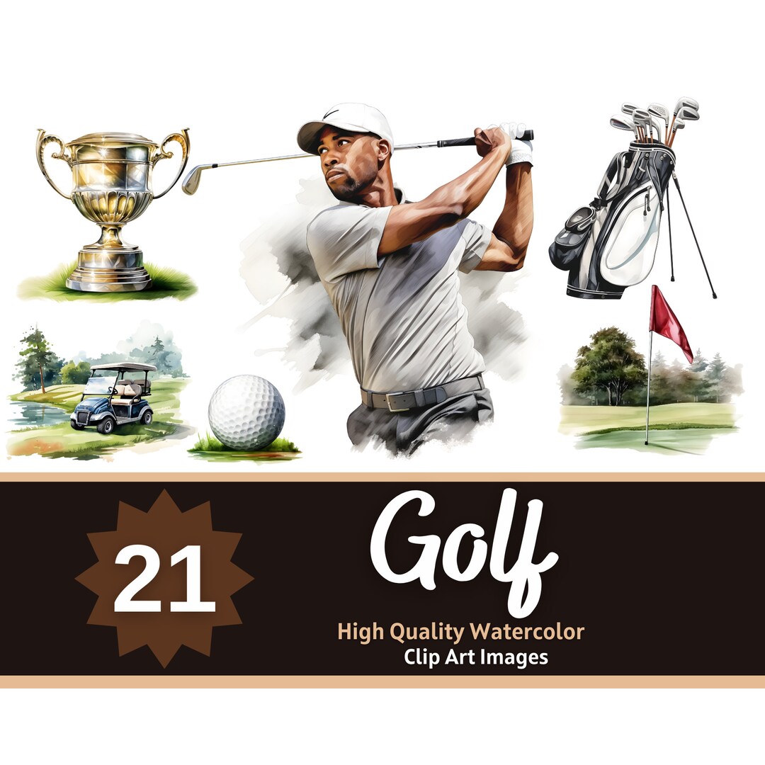 Golf Clipart PNG Watercolor Bundle | Golf PNG | Sports Clipart | Golf ...