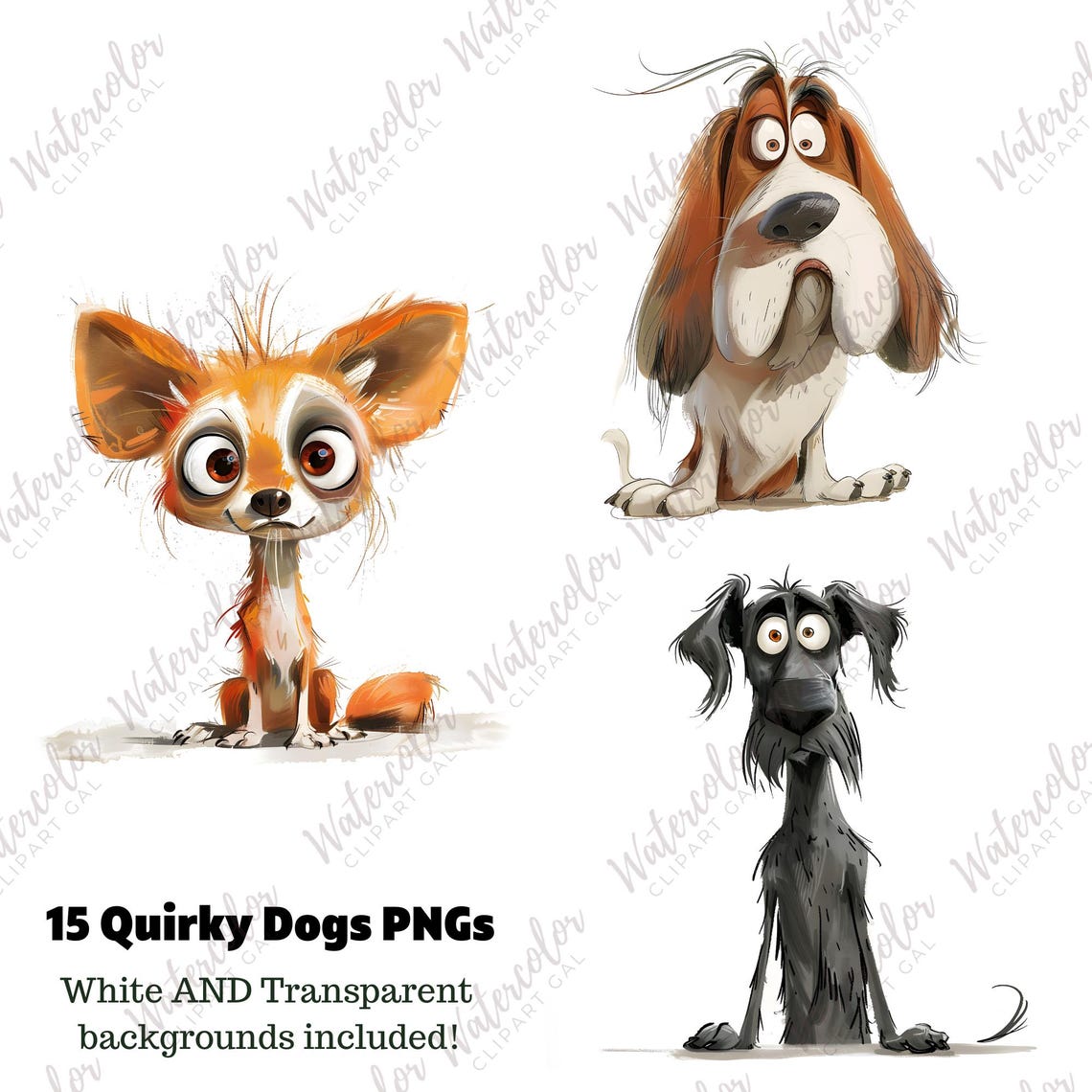 Quirky Dog Clipart PNG Bundle | Whimsical Junk Journal | Whimsical ...