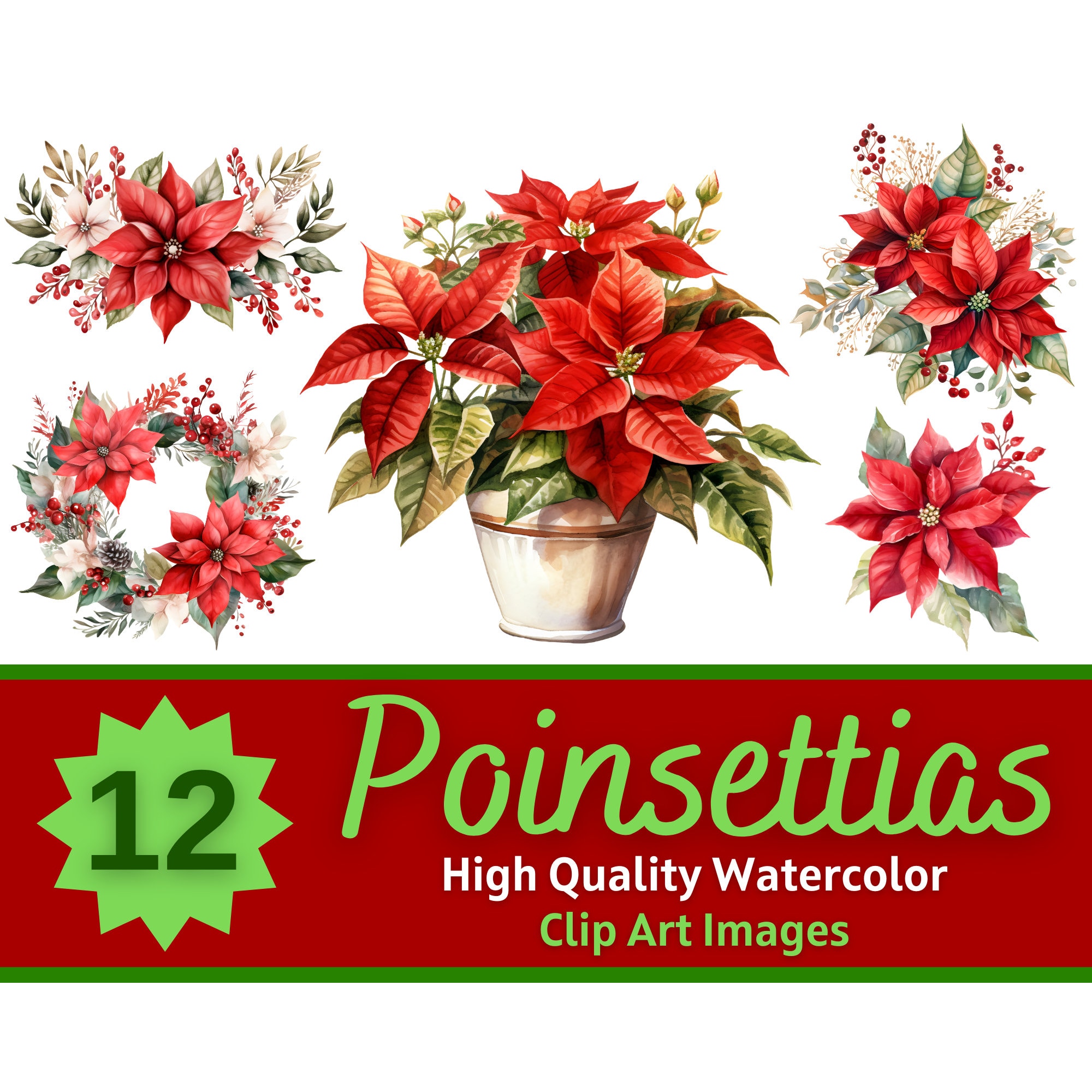 Potted Poinsettia Clip Art