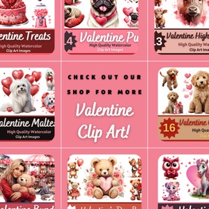 Valentines Day Pug Clipart Watercolor Bundle | Valentine's Day Clipart ...