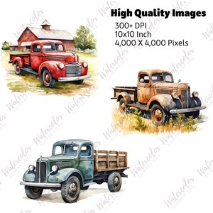 Vintage Farm Truck Clipart Watercolor PNG Bundle | Farm Digital Print ...