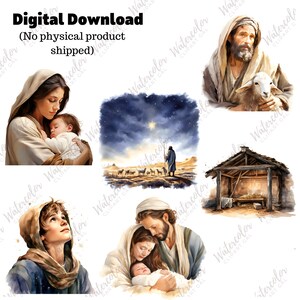 The Nativity PNG Watercolor Bundle | Christmas Nativity Clipart ...