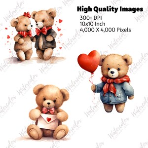 Valentine's Day Bear Watercolor Bundle | Valentines Day Clipart | Cute ...