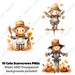 Autumn Fall Scarecrow PNG Clipart Watercolor Bundle Cute Scarecrow ...