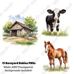 Baby Farm Animals PNG Watercolor Bundle | Baby Farm Animals Clipart ...