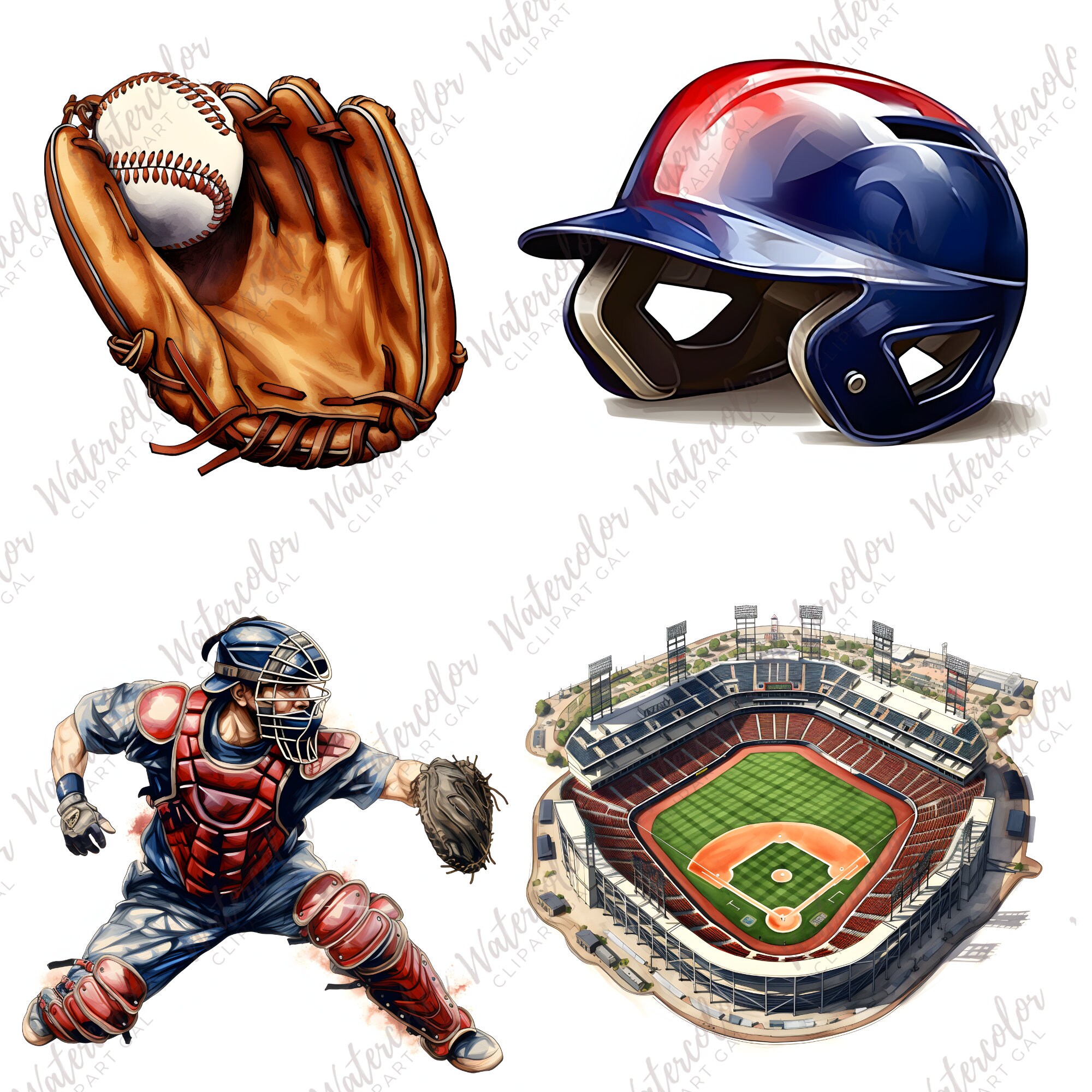 Baseball Clipart PNG Watercolor Bundle Baseball PNG Sport - Etsy