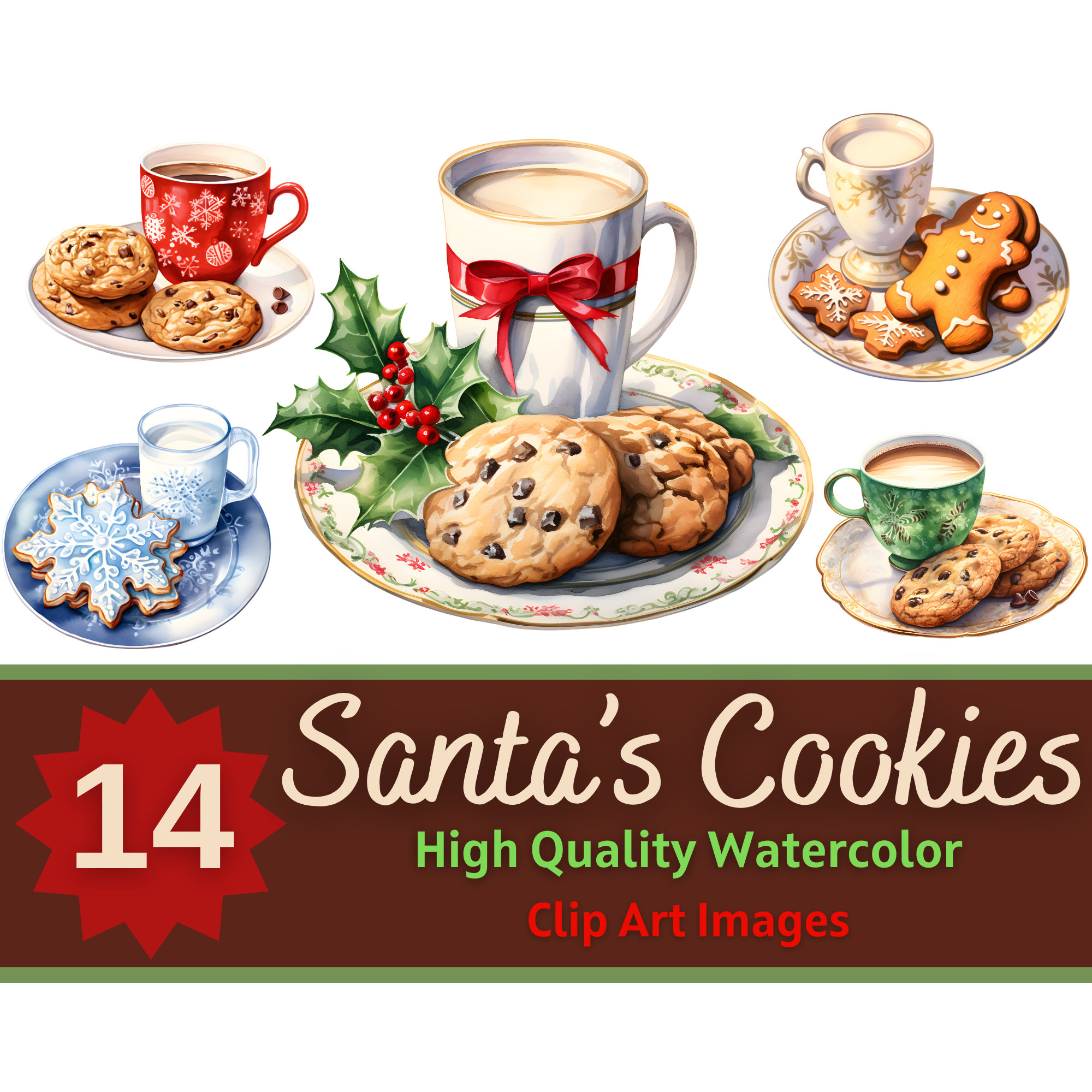 Santa's Cookies PNG Watercolor Bundle Cookies for Santa PNG Santa ...