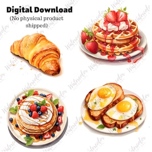 Breakfast Foods Clipart Watercolor Bundle | Breakfast PNG | Food ...