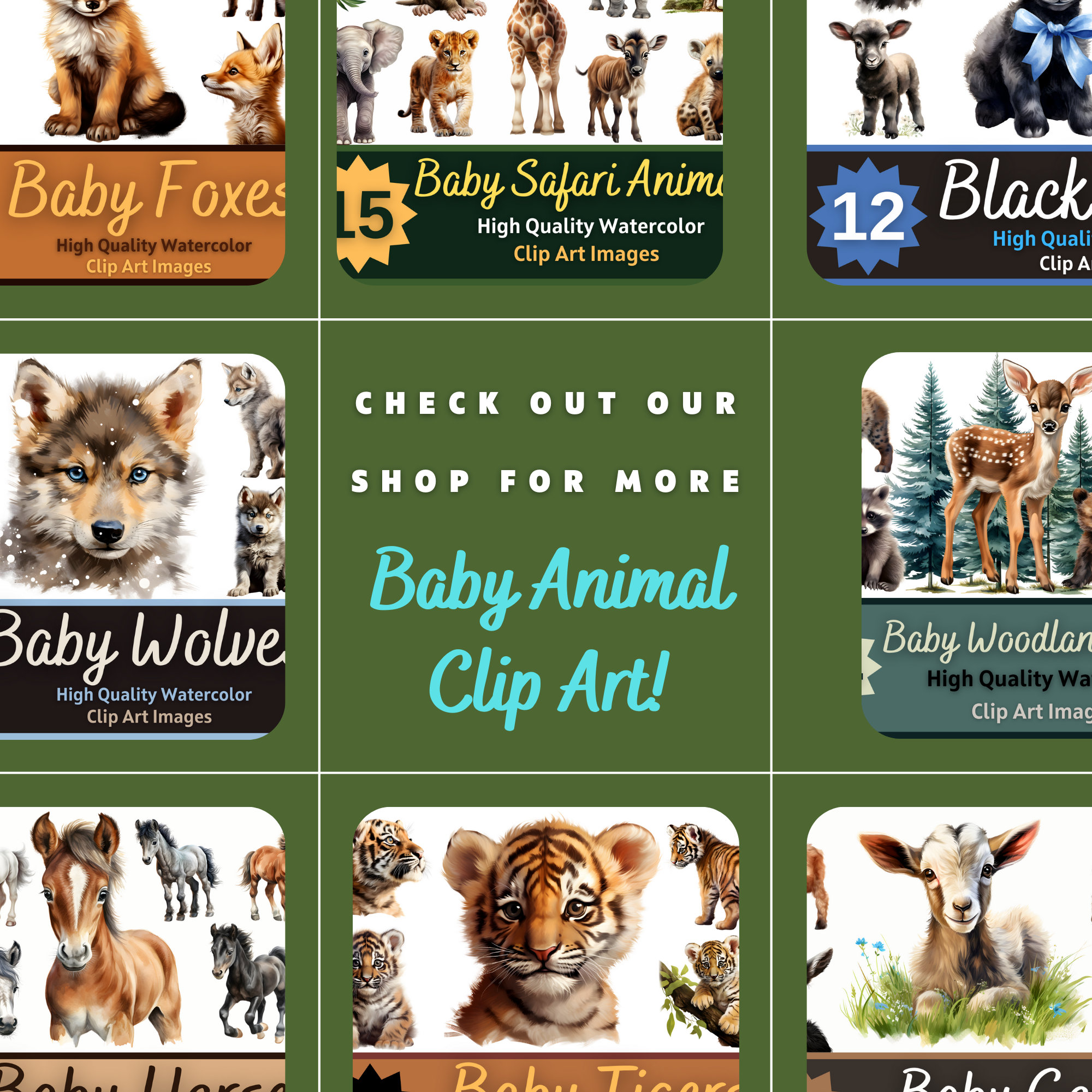 Baby Lion Clipart PNG Watercolor Bundle Baby Animals Clipart - Etsy