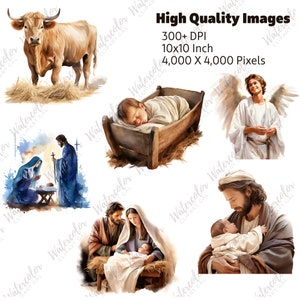 The Nativity PNG Watercolor Bundle | Christmas Nativity Clipart ...