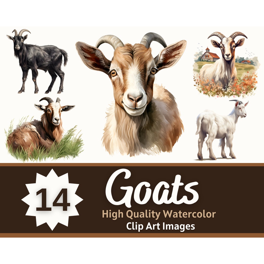 Goat Clipart Watercolor Bundle | Cute Animal Clipart | Barnyard ...