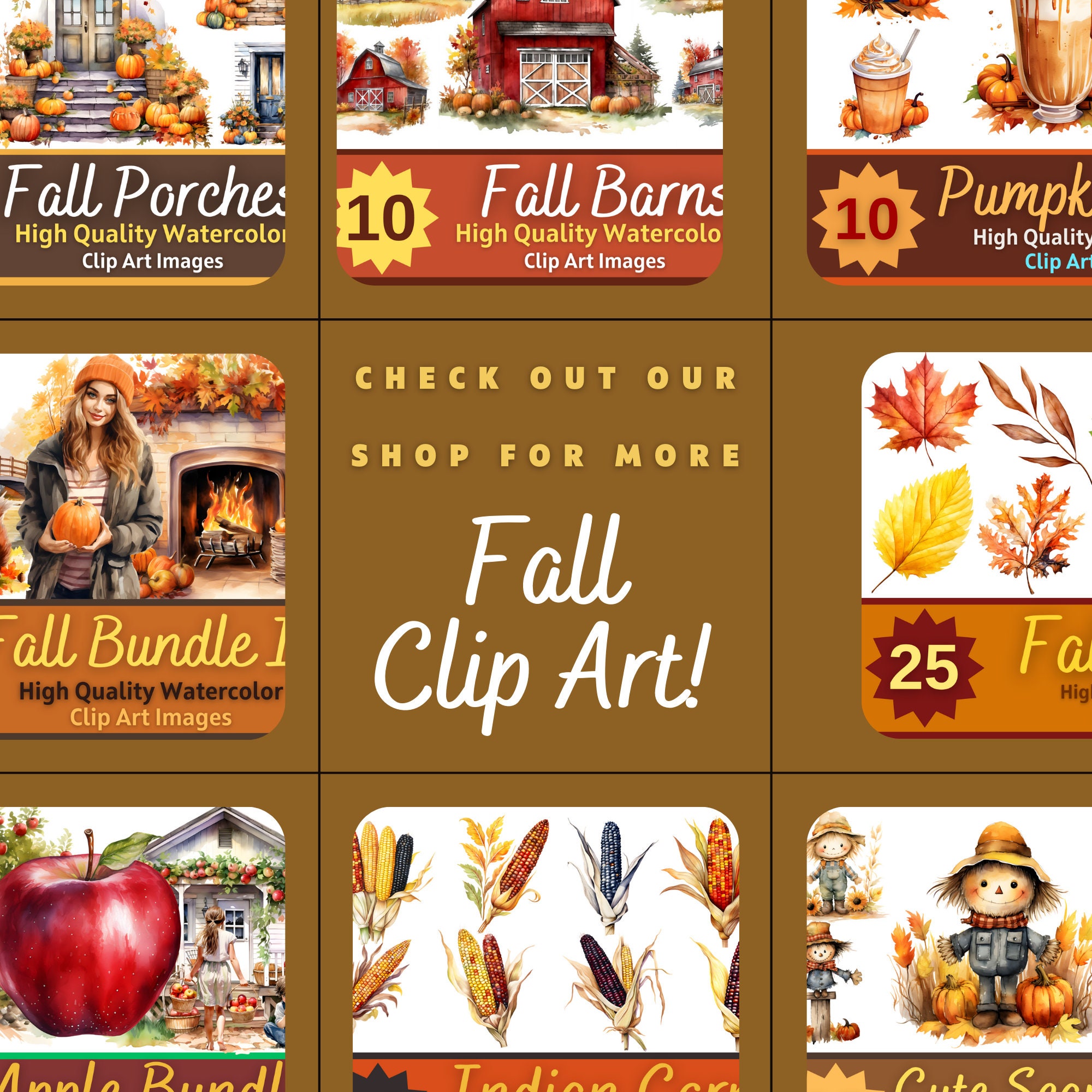 Autumn Fall Farm Indian Corn PNG Watercolor Bundle | Flint Corn ...