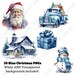 Watercolor Blue Christmas Clipart PNG Bundle - Christmas Card Clipart ...