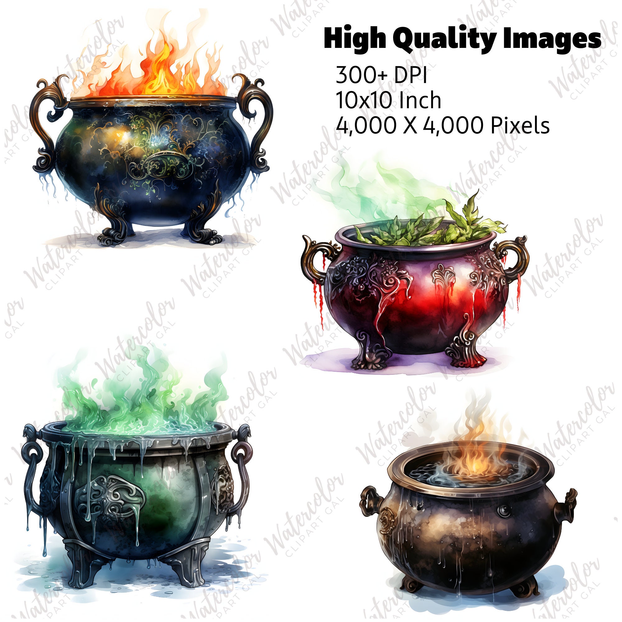 Halloween Witch Cauldron PNG Watercolor Bundle Cauldron - Etsy