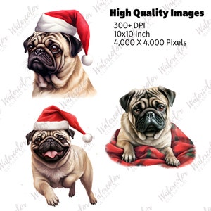 Christmas Pug PNG Watercolor Bundle | Christmas Dog Clipart | Holiday ...