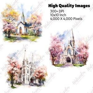 Spring Church Clipart PNG Watercolor Bundle | Christian Clipart ...