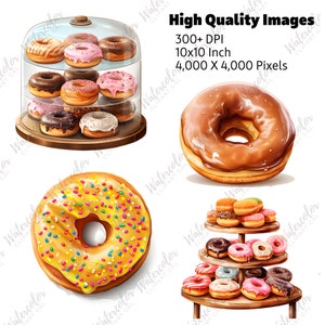 Donut Clipart Watercolor Bundle | Dessert Clipart | Donut Party Decor ...