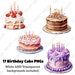 Watercolor Birthday Cake Clipart PNG Bundle - Birthday Party Clipart ...