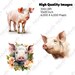 Pig Clipart Watercolor Bundle | Cute Animal Clipart | Barnyard Birthday ...
