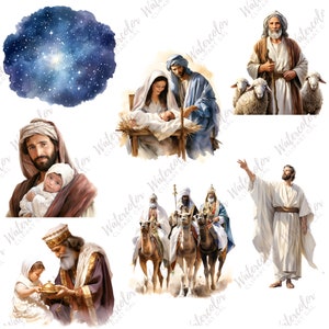 The Nativity PNG Watercolor Bundle | Christmas Nativity Clipart ...