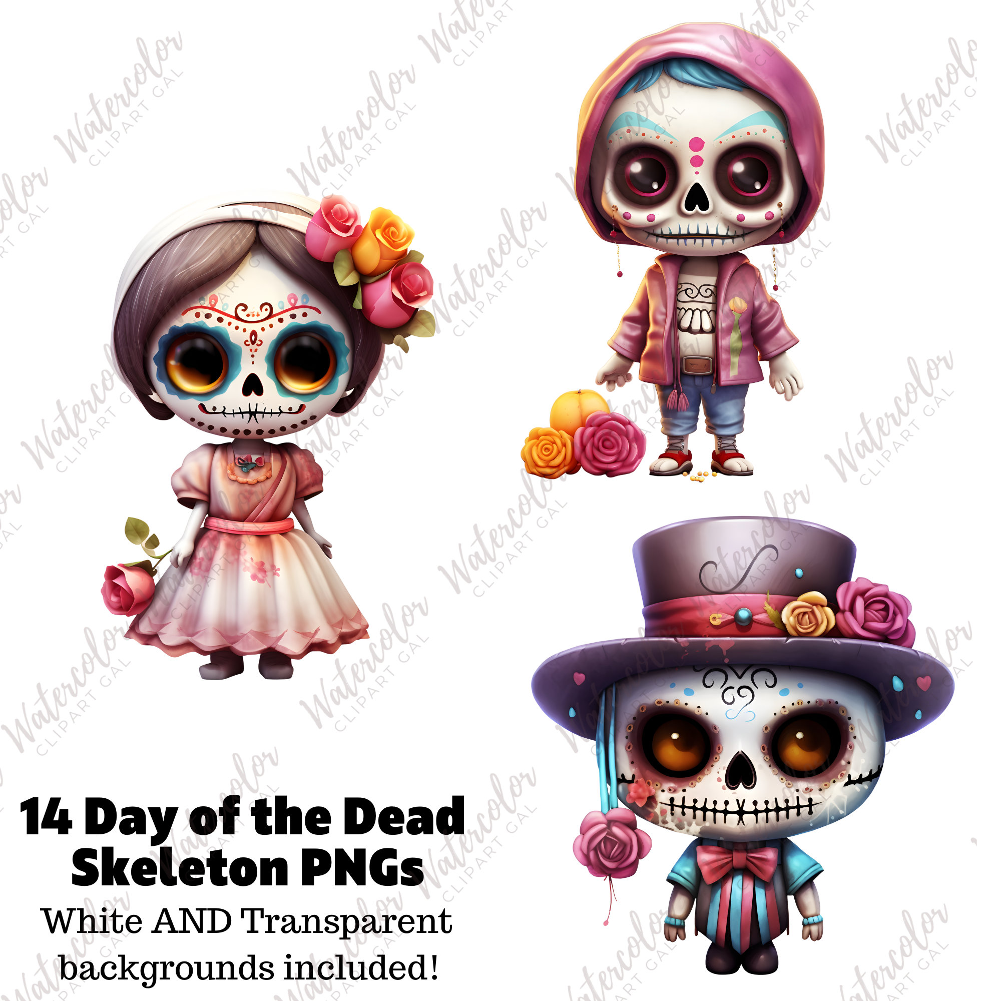Dia De Los Muertos Candy Skull Clipart Watercolor Bundle - Etsy