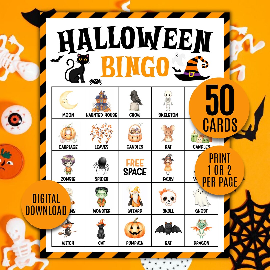 Halloween Bingo Printable Game | Halloween Bingo Cards for Kids ...