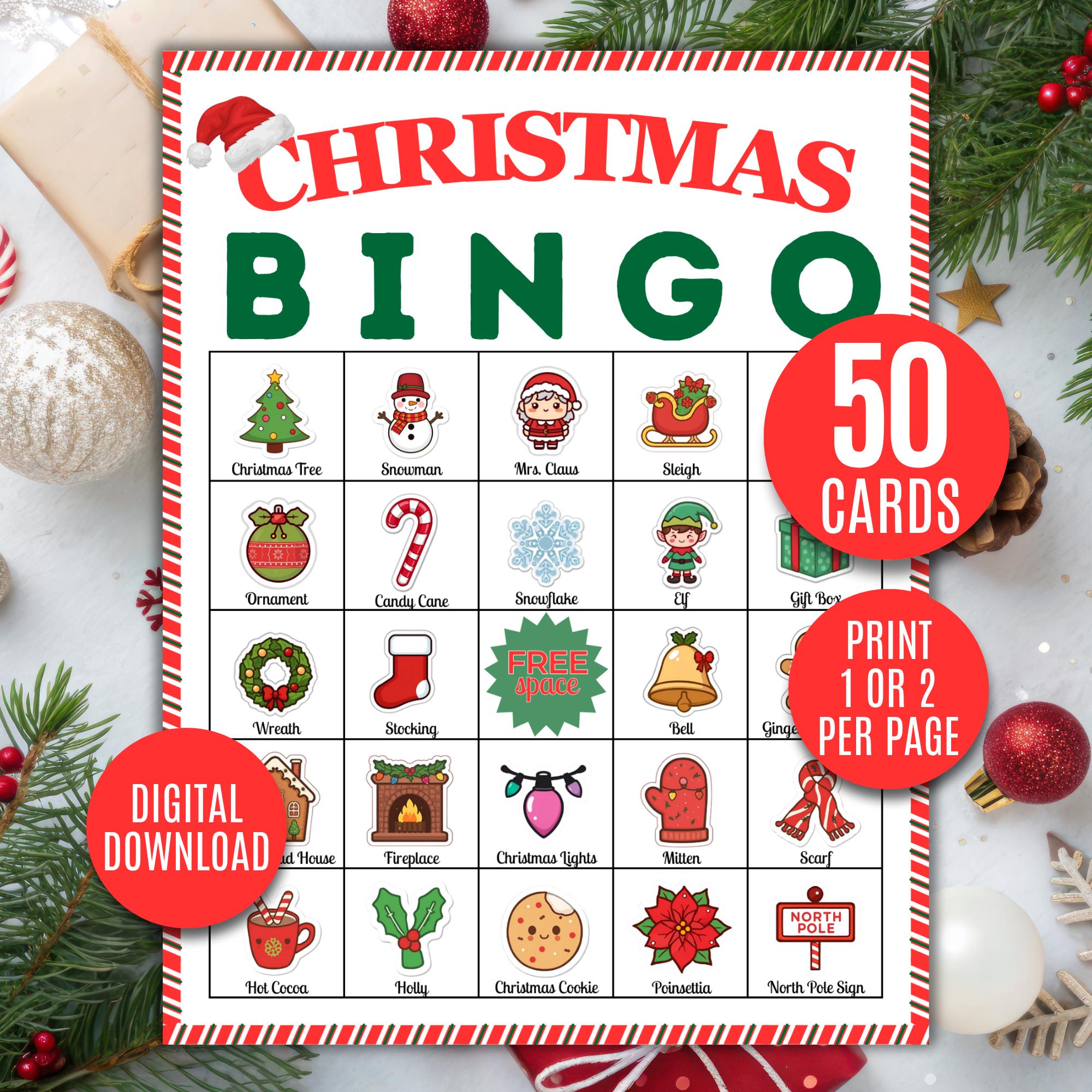 Christmas Bingo Game, Printable Holiday Bingo Cards, Fun Christmas ...