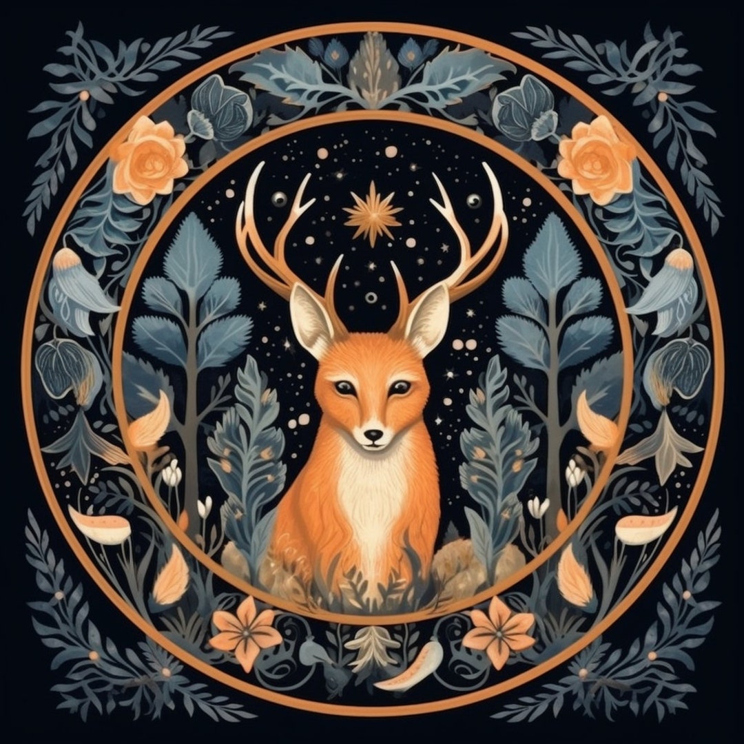 Mystical Forest Illustration Graphic, Digital Art, Fox, Forest, JPG ...
