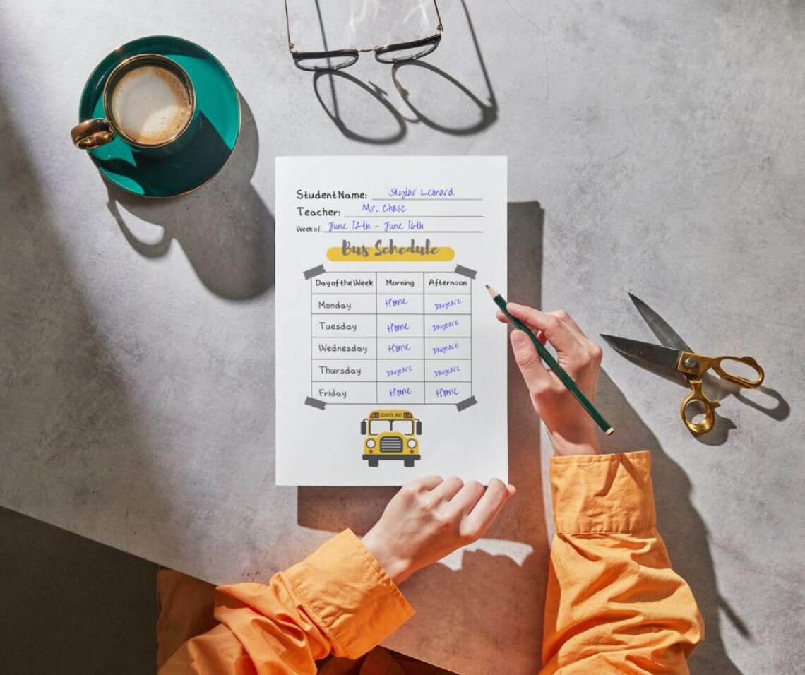 School Bus Schedule Template for Efficient Student Transportation - Etsy