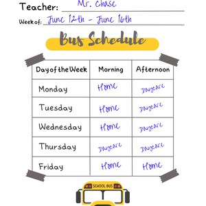 School Bus Schedule Template for Efficient Student Transportation - Etsy