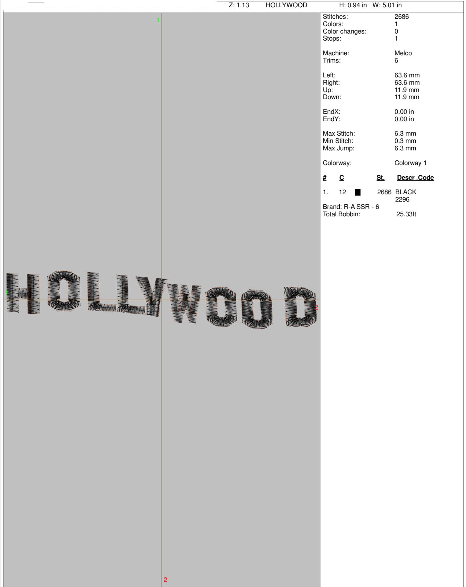 Hollywood Digitized Embroidery File - Etsy