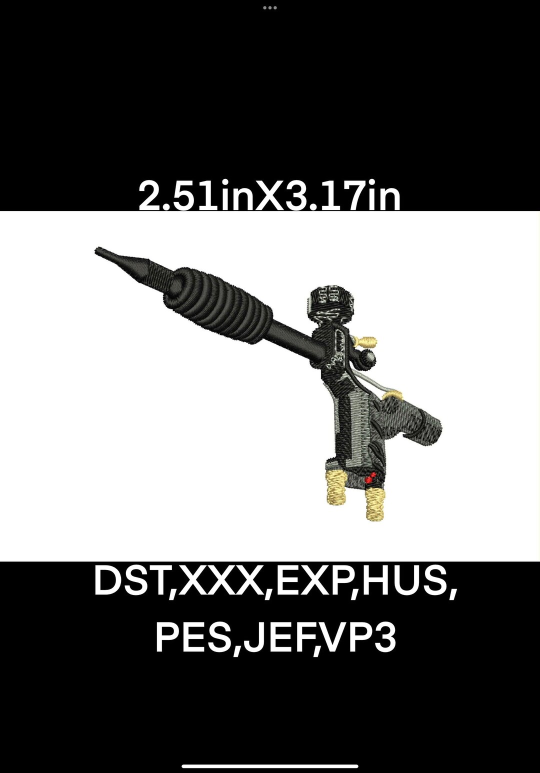 Tattoo Gun Embroidery Digitized File - Etsy