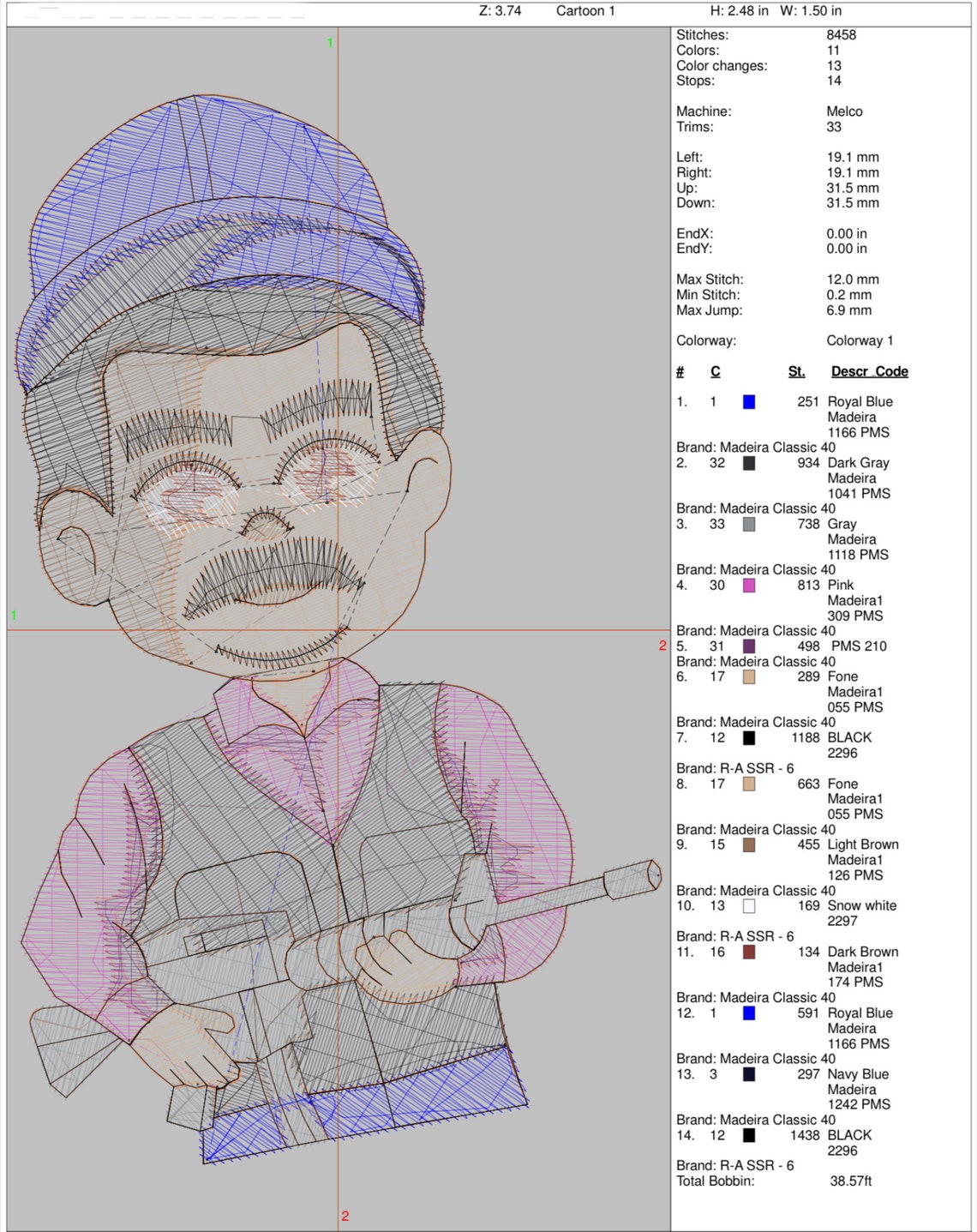 Chapo Gun Logo Digitized Embroidery File - Etsy