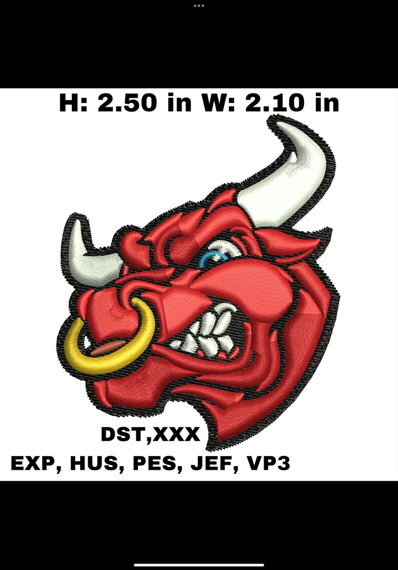 Red Bull Puff Embroidery Digitized File - Etsy