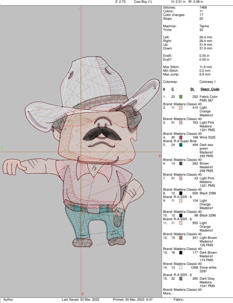 Don Mayo Zambada Cartoon Digitized Embroidery File - Etsy