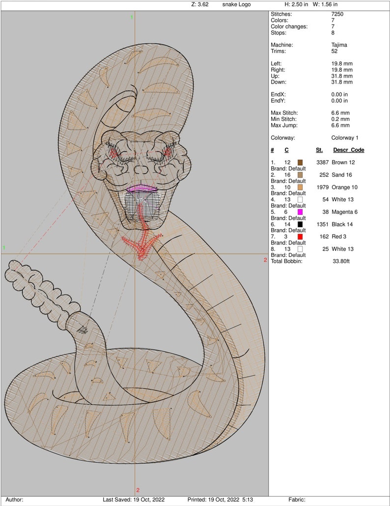 Rattle Snake Digitized Embroidery File - Etsy