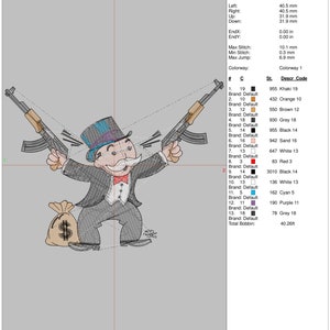 Monopoly Ak47 Digitized Embroidery File. - Etsy