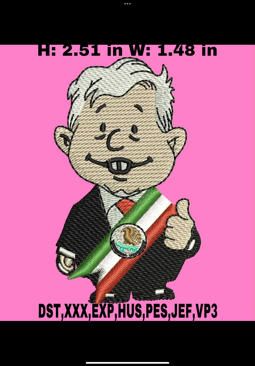Amlo Digitized Embroidery File - Etsy