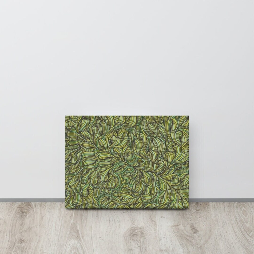 Ferns Flowing Rectangular Canvas Art Print Zentangle Green Nature ...